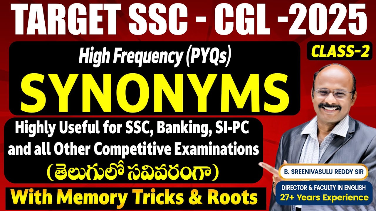 TARGET-SSC CGL 2025 | EDUQUITY PATTERN || HIGH FREQUENCY SYNONYMS CLASS ...