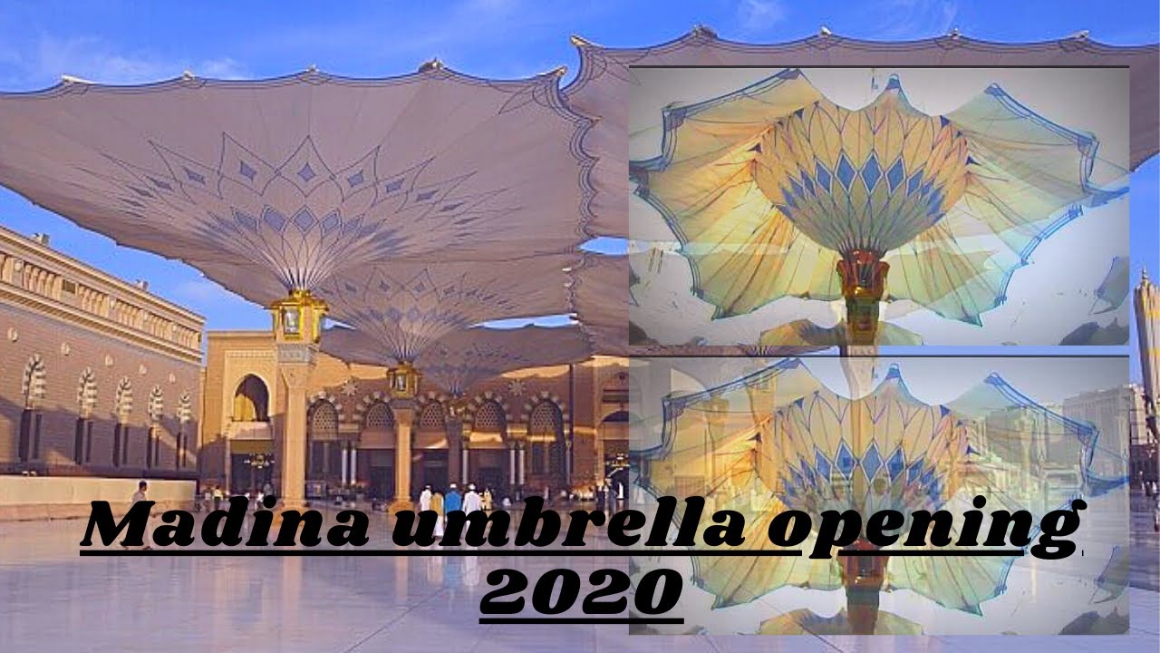 Umbrellas opening at masjid al-nabawi[prophets masjid]|madina umbrella ...