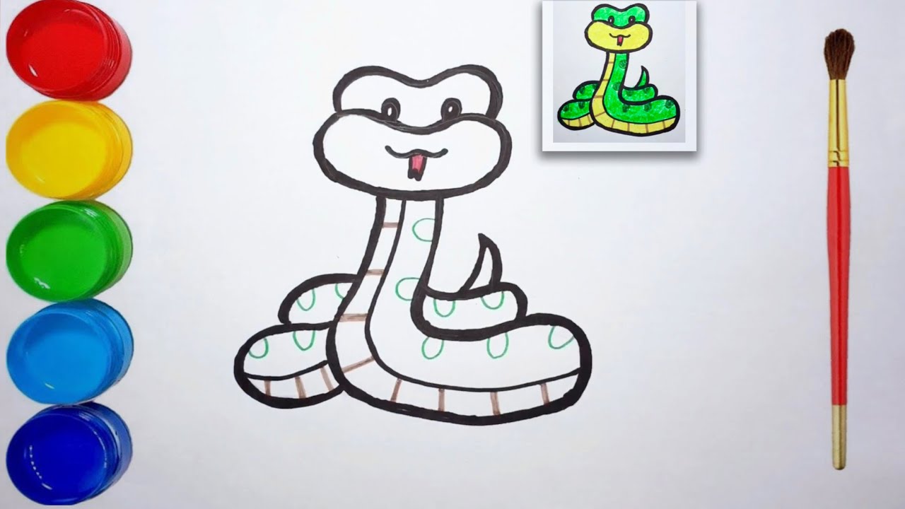 VẼ VÀ TÔ MÀU CON RẮN, CÁCH VẼ CON RẮN ĐƠN GIẢN, Tô Màu Con Rắn, how to ...