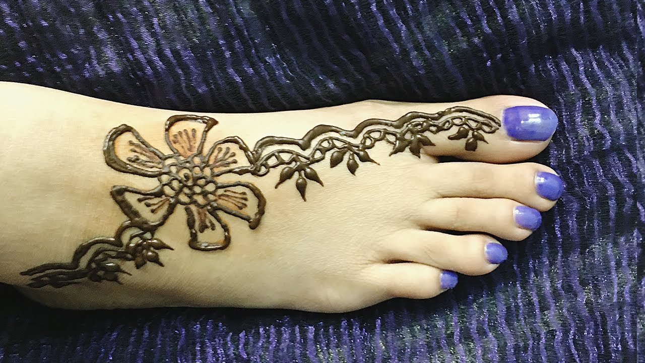 Single Line Foot Mehndi Design | Foot Mehndi Design Simple - YouTube