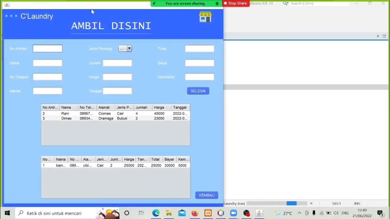 APLIKASI SEDERHANA LAUNDRY MENGGUNAKAN JAVA NETBEANS - YouTube