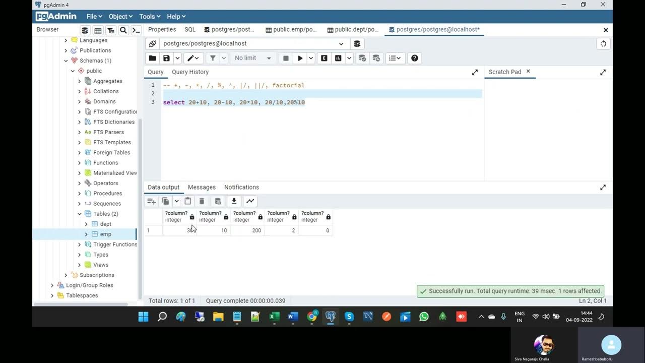 Part 6 Arithmetic Operators In Postgresql Youtube