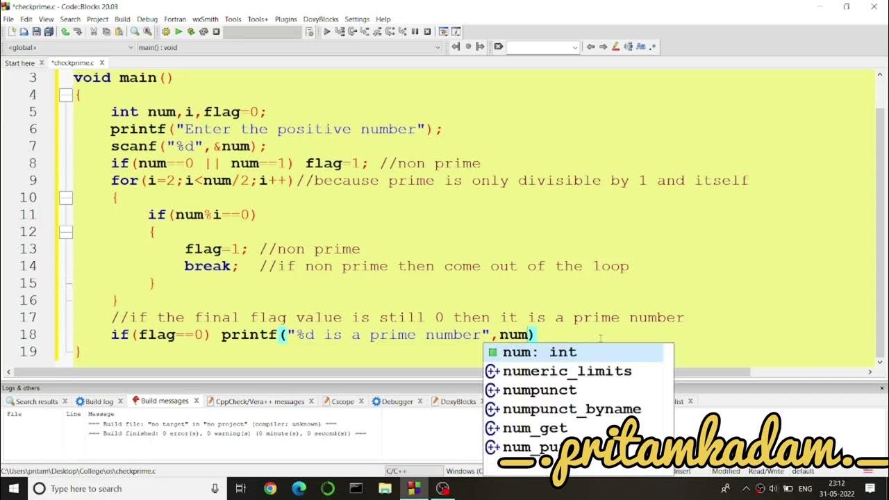 C Program to Check if Number is Prime or not!! (with and without ...