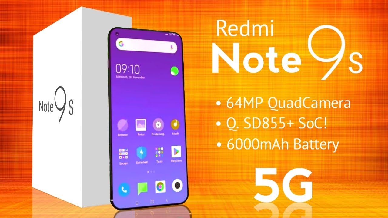 Redmi Note 9S - 5G, 64MP QuadCamera, 6000mAh Battery, SD855+ Soc ...