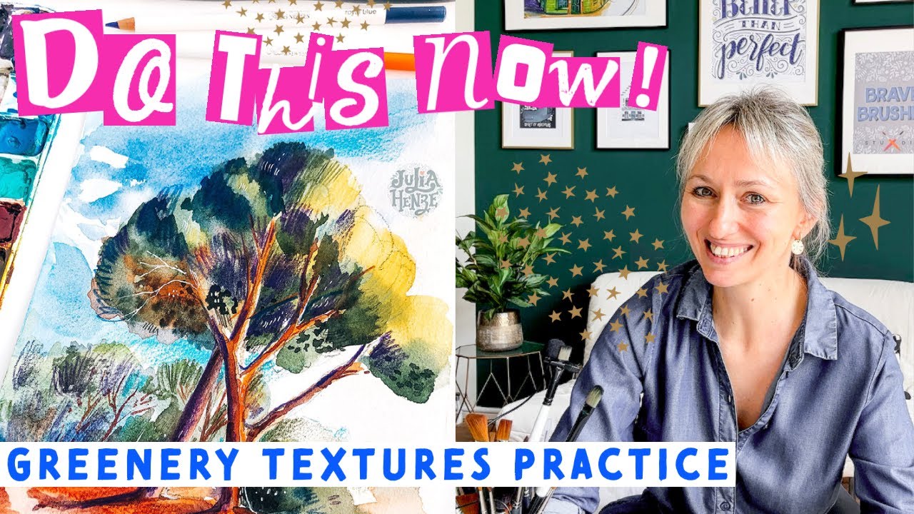 Practice drawing greenery textures with colored pencils: an easy ...