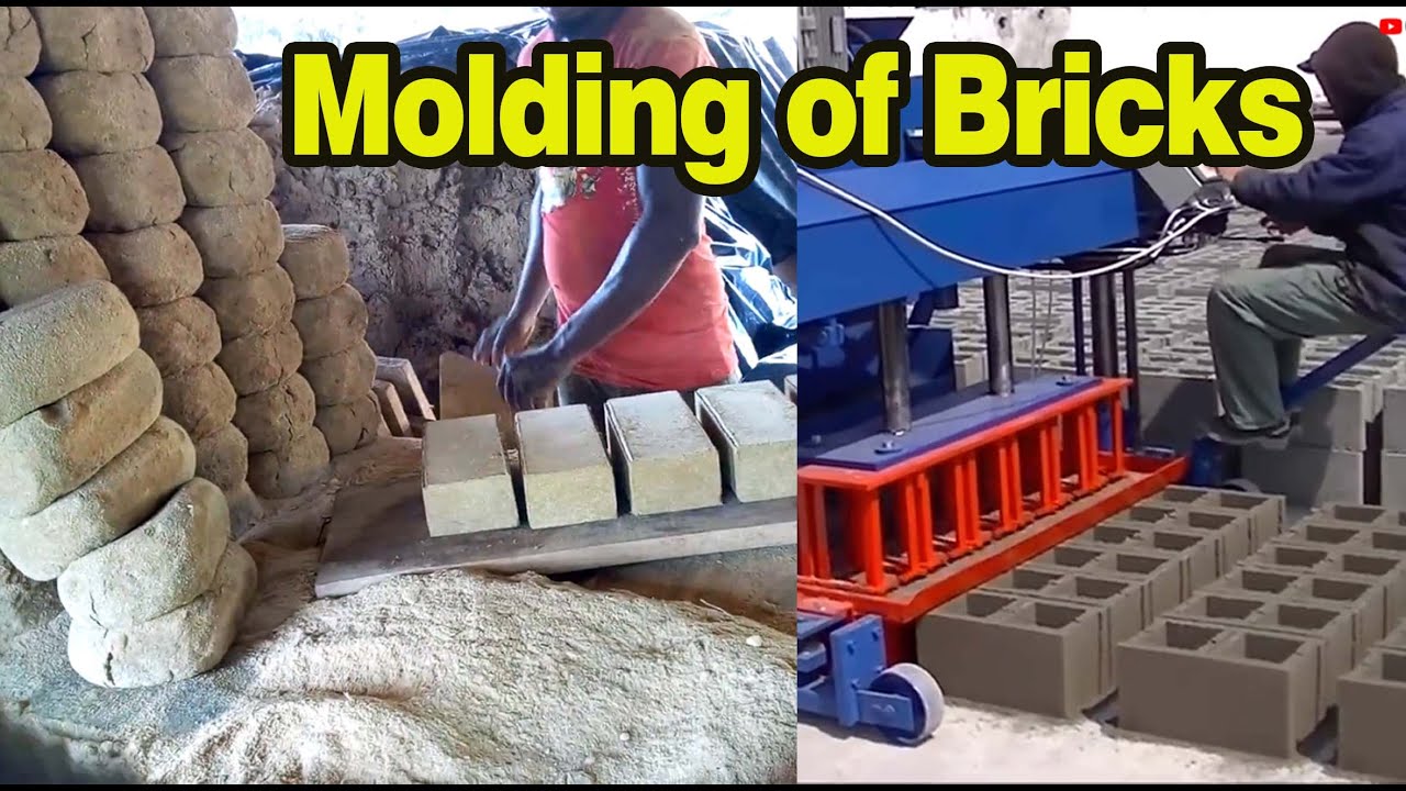 Molding of Clay Bricks / Making of Hollow Blocks / How to make Pavement ...