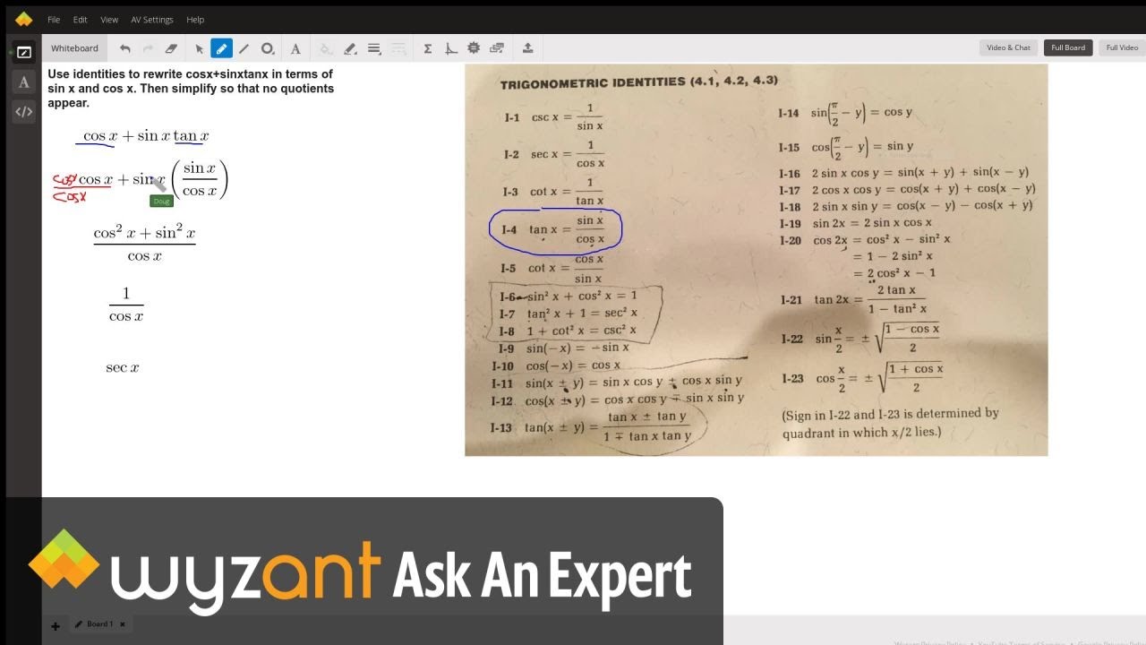 Simplify A Trig Expression Converting To Sin And Cos Combining Terms