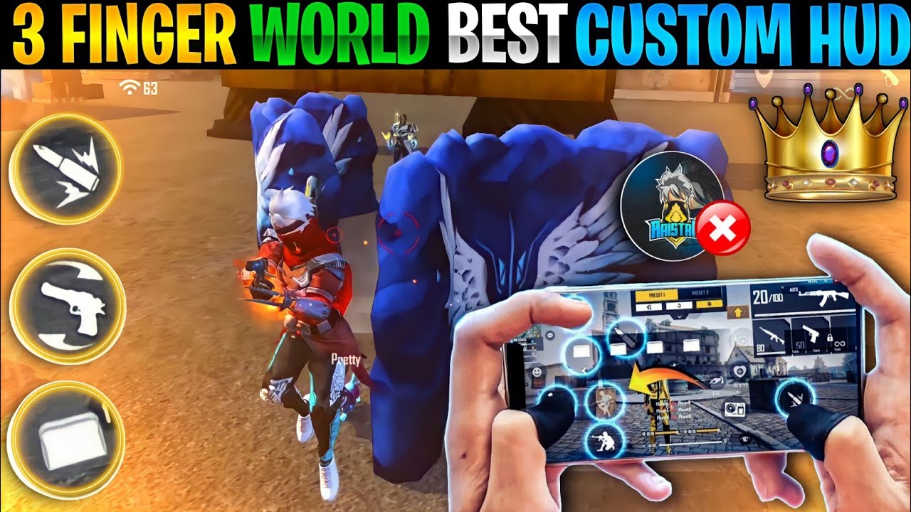 TOP 5 BEST CUSTOM HUD FREE FIRE 3 FINGER CLAW | BETTER THAN PC PLAYERS | THREE FINGER CUSTOM HUD ...