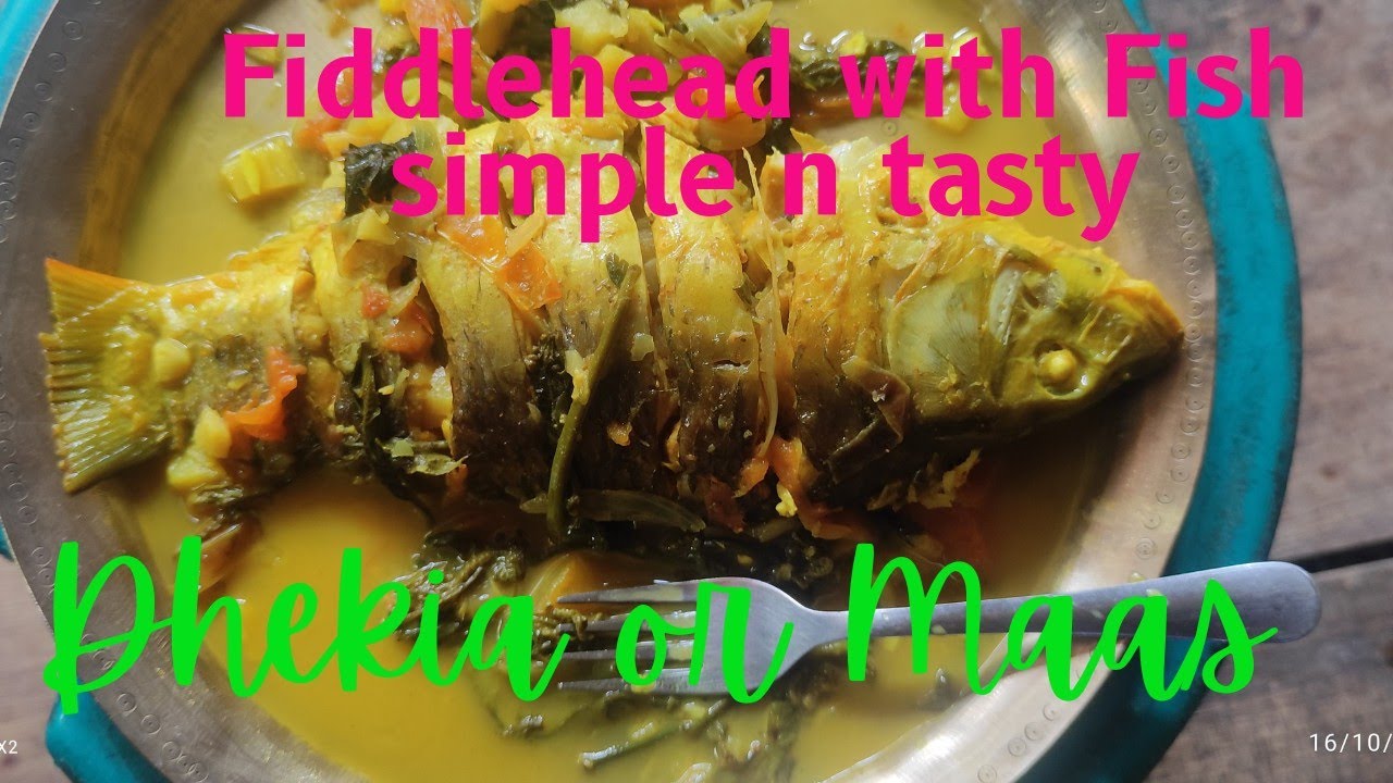 Dhekia or 🐟🍅 Village style curry // fiddlehead with fish n tomato n ...
