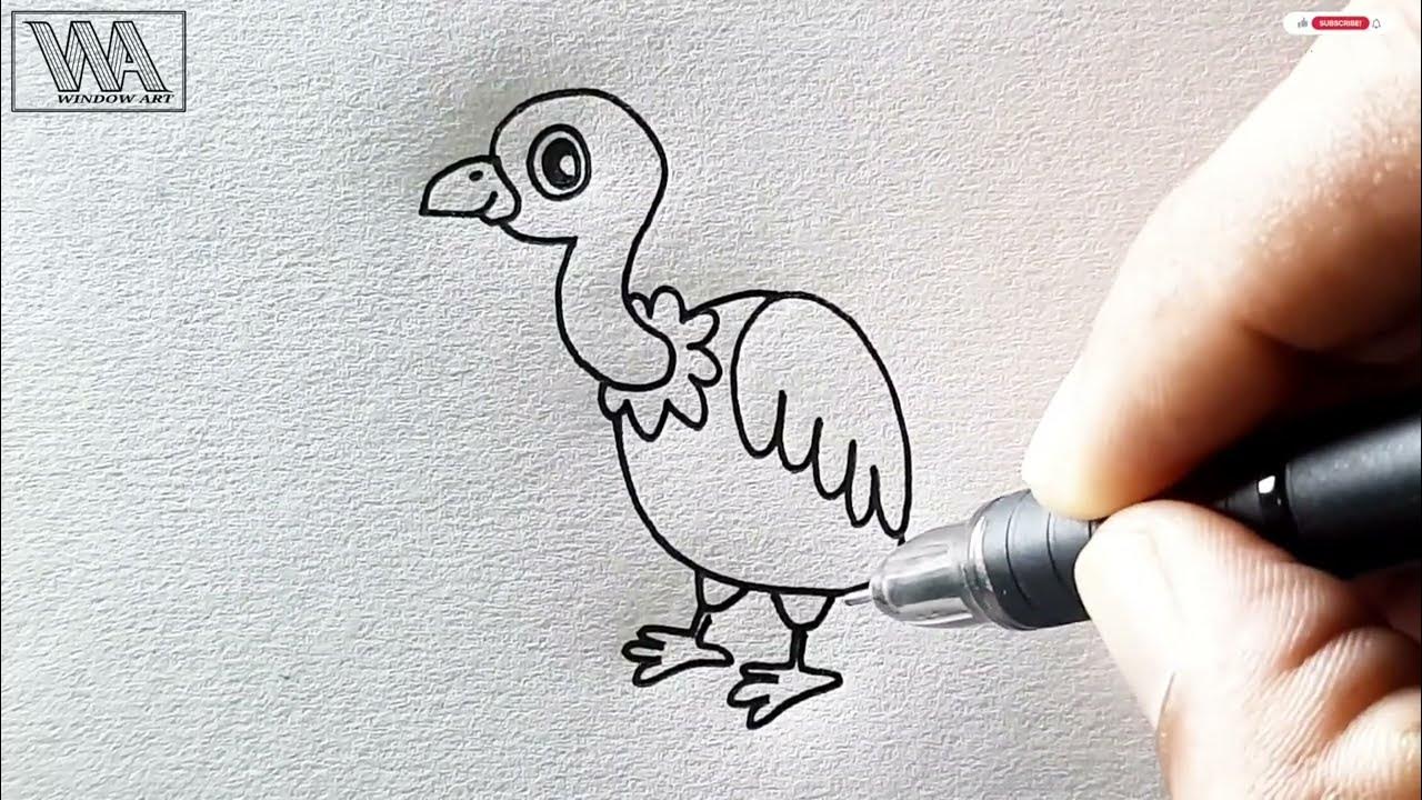 How to Draw a Vulture | Easy Step-by-Step Tutorial for Kids! | #kids #drawing - YouTube