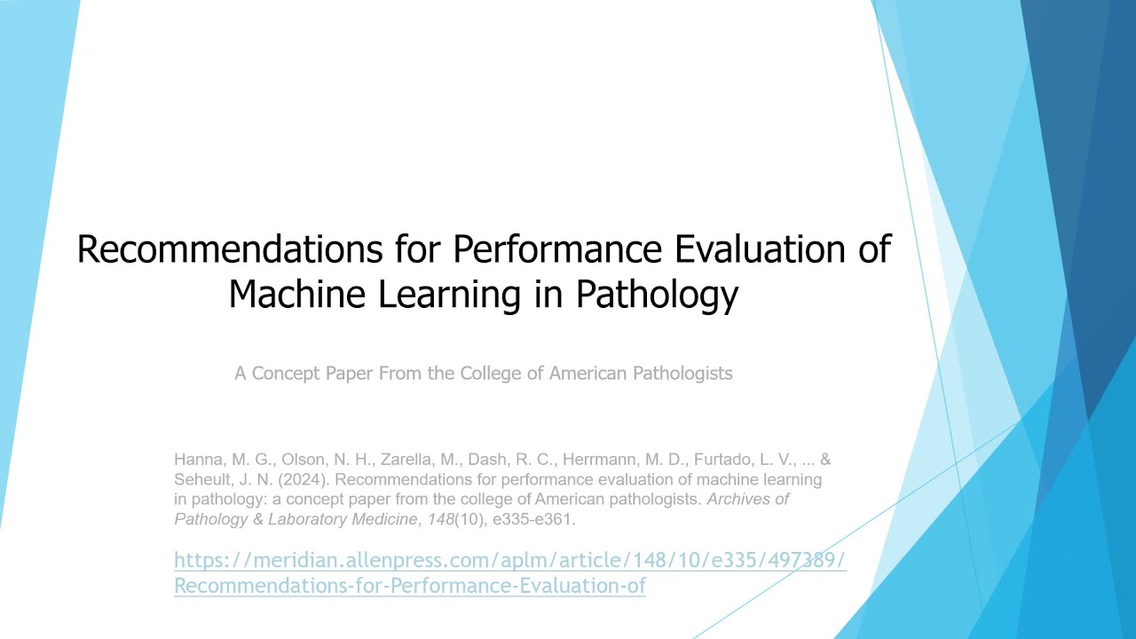 Recommendations for Performance Evaluation of Machine Learning in ...