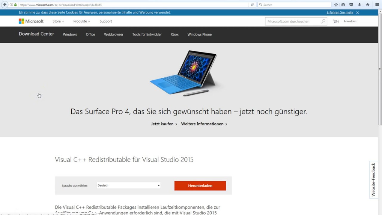 Installation von Microsoft Visual C++ 2015 Deutsch - YouTube
