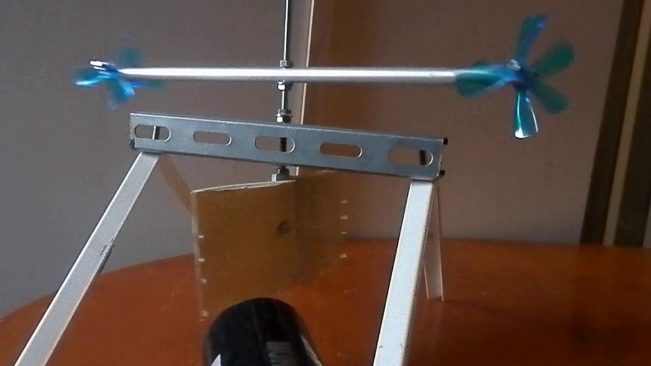 Vertical hydro kinetic submerged turbine rotates over water beam with ...