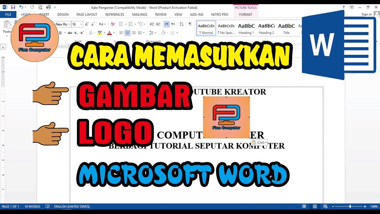 CARA MEMASUKKAN GAMBAR ATAU LOGO DI MS.WORD | FIAN COMPUTER - YouTube