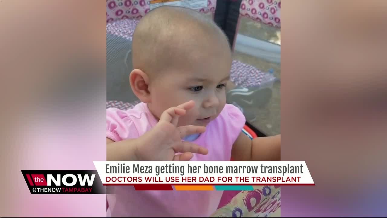 1-year-old Emilie Meza getting bone marrow transplant - YouTube