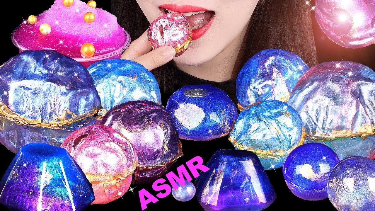 ASMR GALAXY CANDY *EDIBLE PLANET, CRYSTAL JELLY 갤럭시 디저트 *먹는 행성, 은하수 젤리 ...