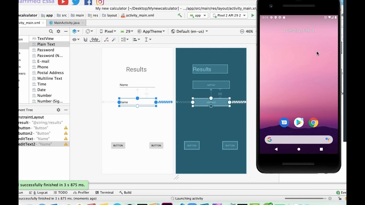 46 Android Sudio create a project - YouTube