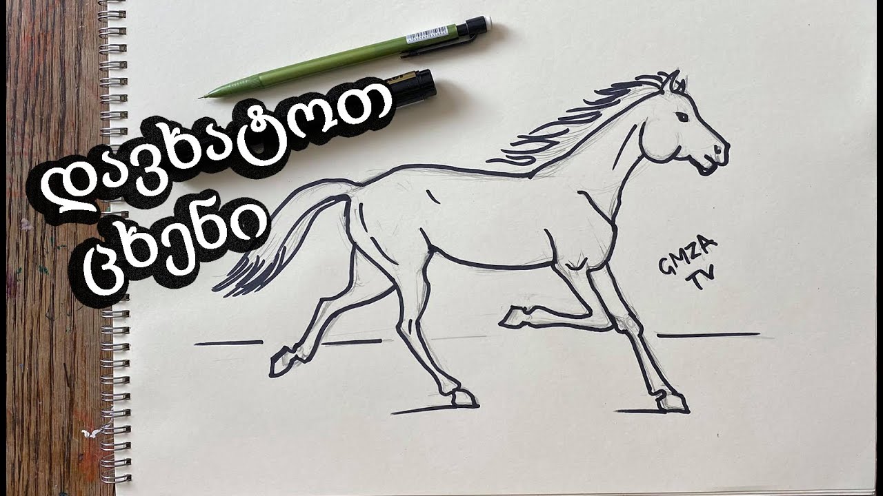 როგორ დავხატოთ ცხენი მარტივად/ცხენის ხატვა/How to draw horse easy