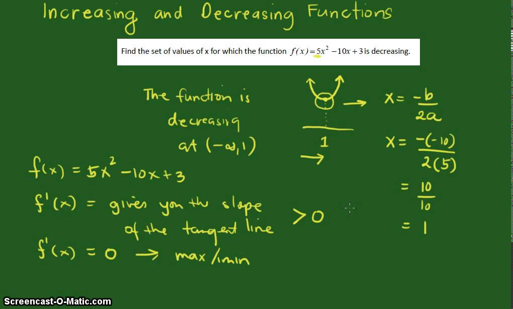 Applications of Derivatives Increasing and Decreasing Functions - YouTube