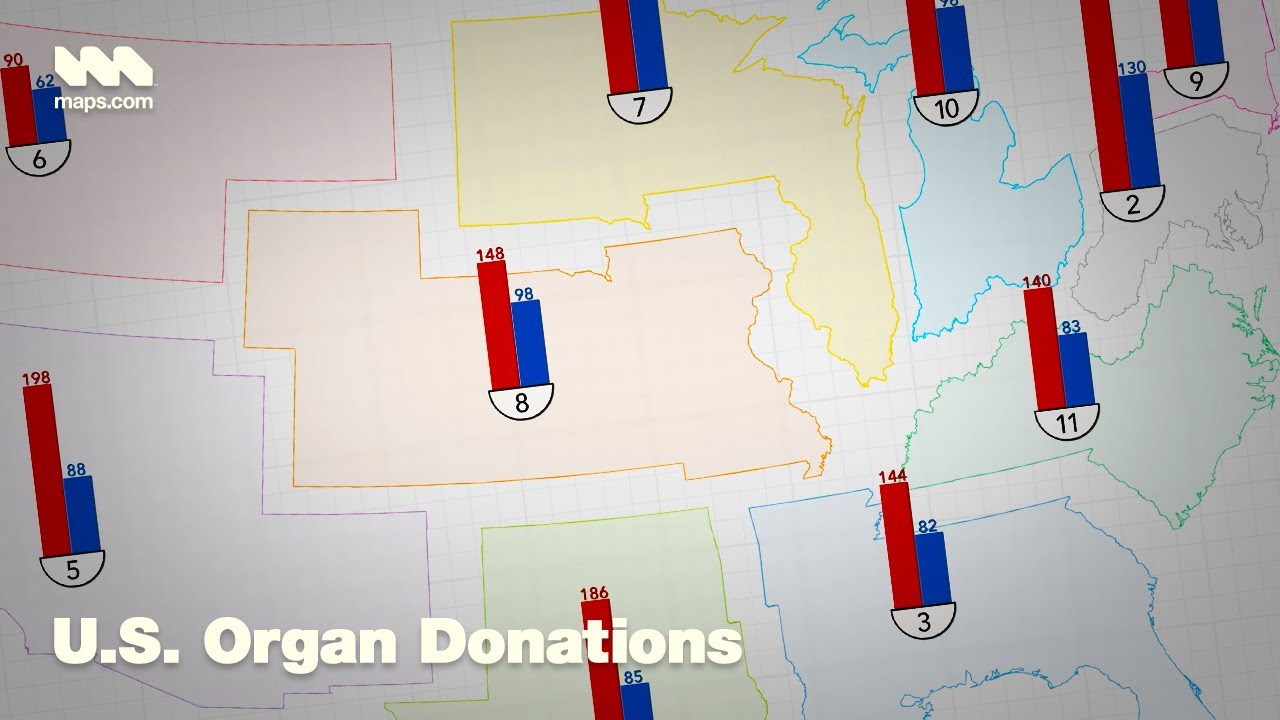 U.S. Organ Donations, 1988-2023 | Animated Maps - YouTube