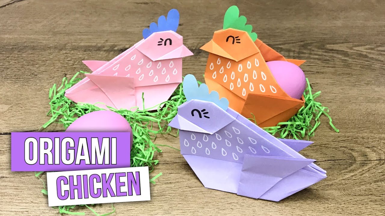 How to make an Easter Egg Basket - Origami Chicken - YouTube