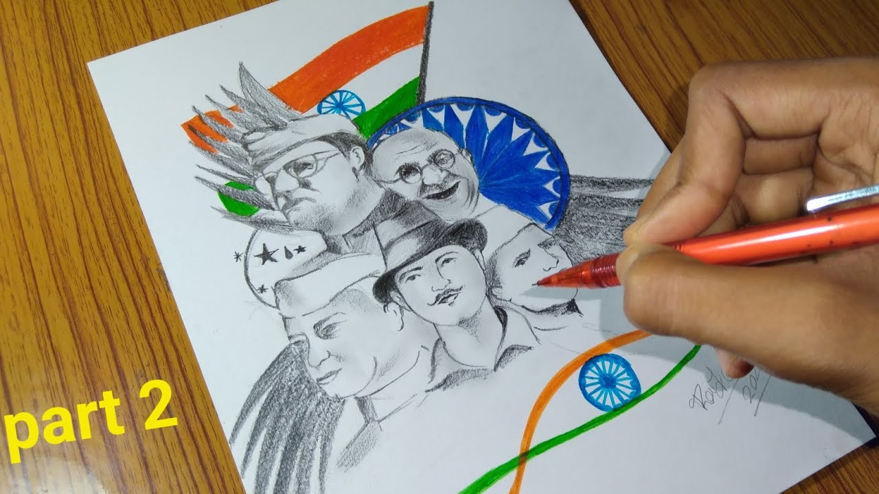 drawing | Gandhiji | Chachaji Netaji part2 Bhagath l#drawing # ...