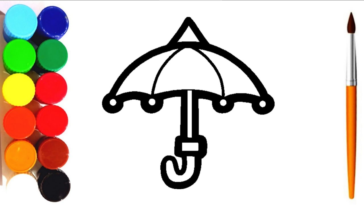 HOW TO DRAW AN UMBRELLA ☔ FOR KIDS | DRAWING, PAINTING AND COLORING FOR ...