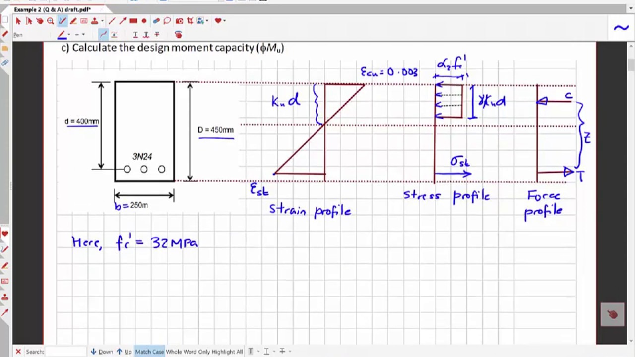 Example 2 Calculation Of Ultimate Moment Capacity For A Under Example 2 Calculation Of Ultimate Moment Capacity For A Under