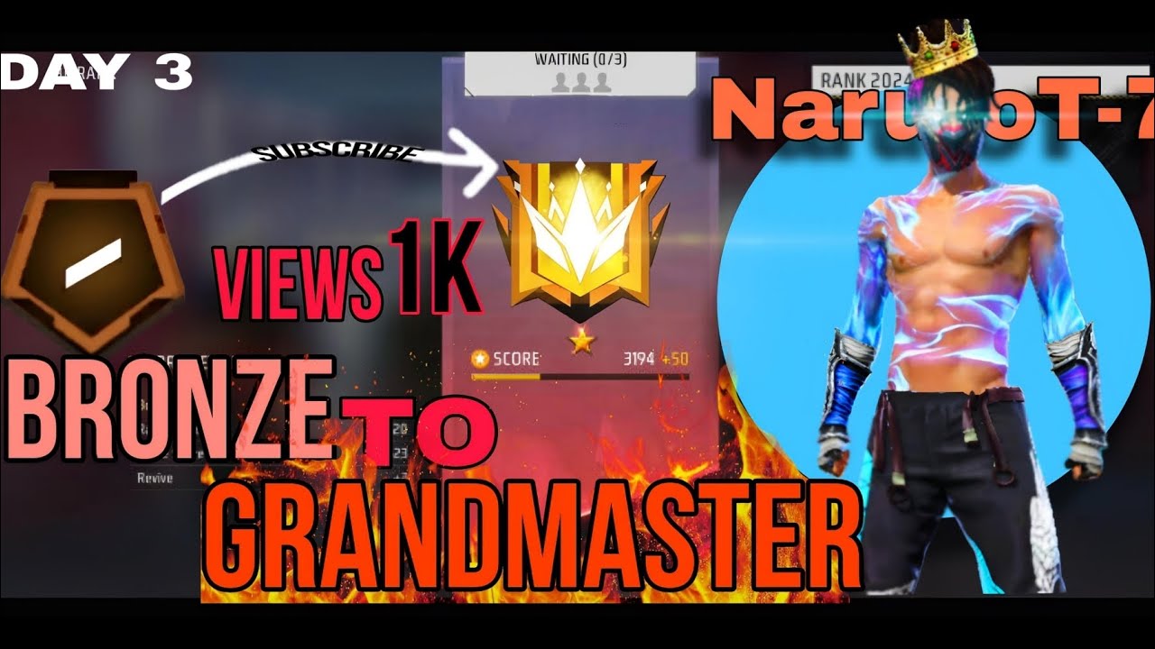 FREE FIRE NEW BR RANK 😲 IN BRONZE TO GRANDMASTER RANK PUSH DAY 3 LIKE ...