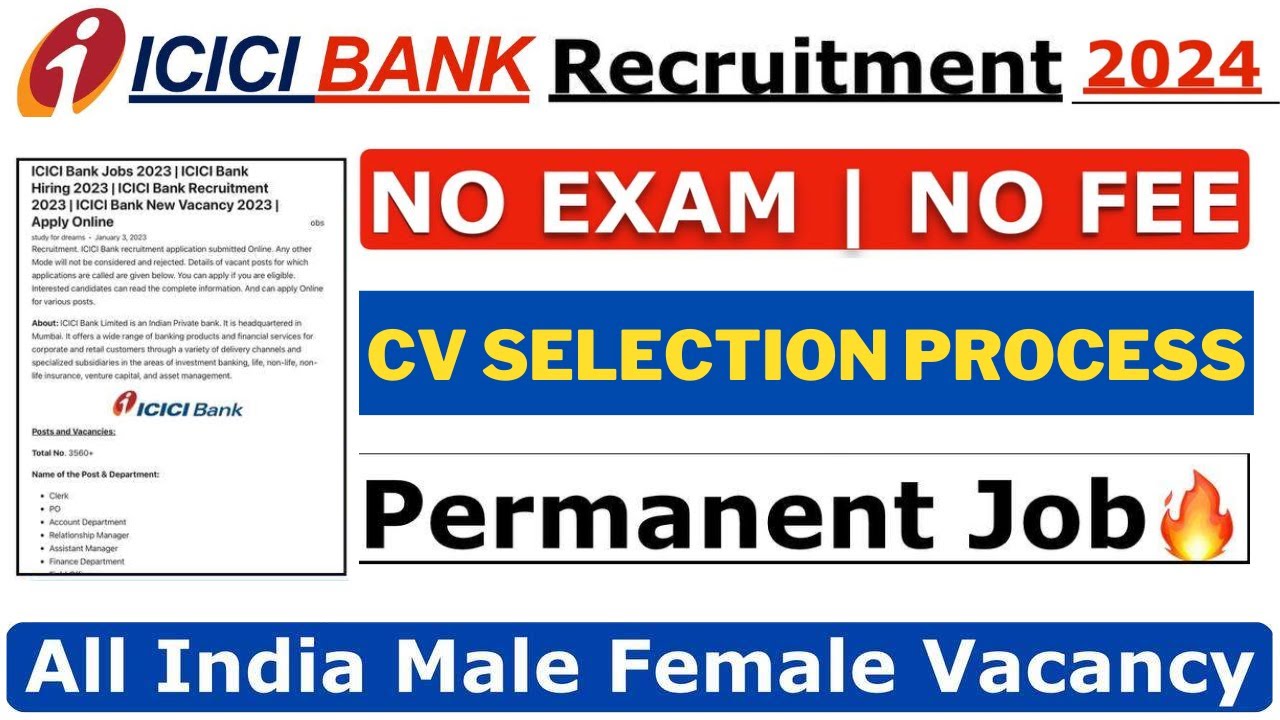 ICICI Bank Recruitment 2024 | ICICI Bank Vacancy 2024 | ICICI Bank Jobs ...