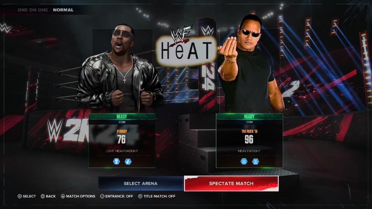 WWE 2K24 p Diddy vs the rock - YouTube