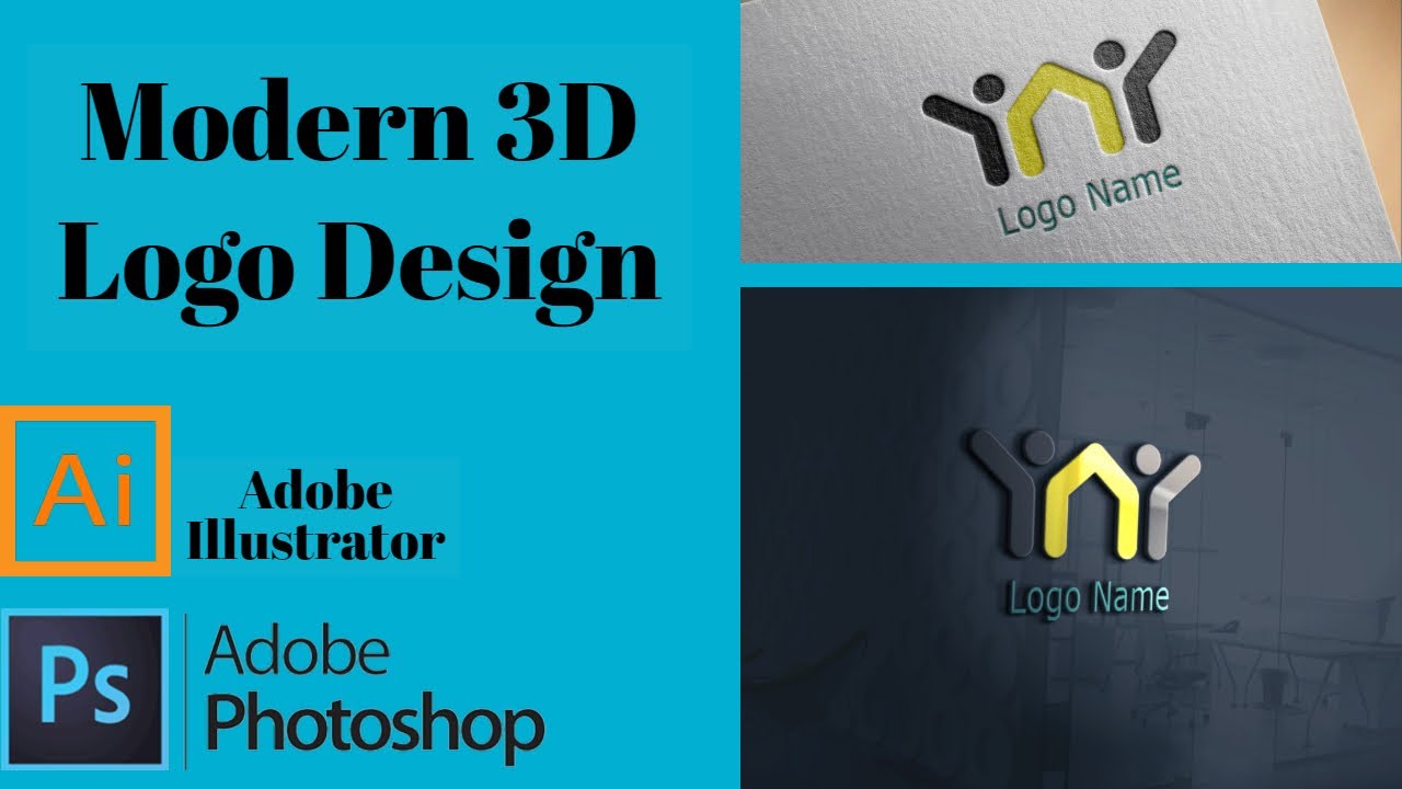 How To Make A Modern 3D Logo Design | Adobe illustrator & Photoshop ...