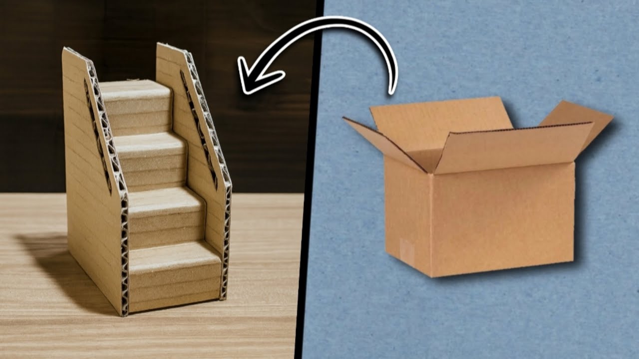 How to make Stairs with Cardboard Easy - YouTube