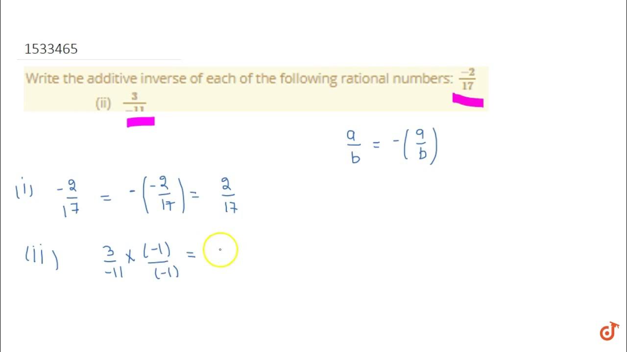 Write the additive inverse of each of the following rational numbers ...