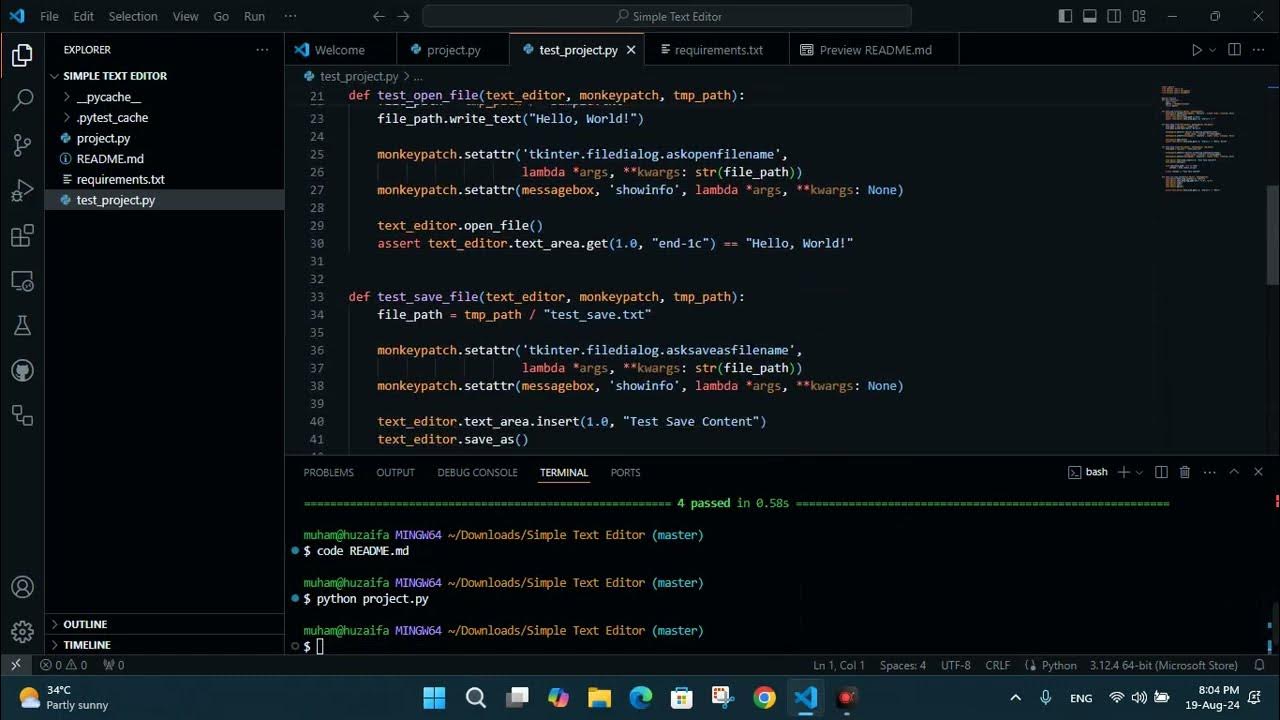 CS50 Python | Final Project | Simple Text Editor | By Muhammad Huzaifa Yousaf - YouTube