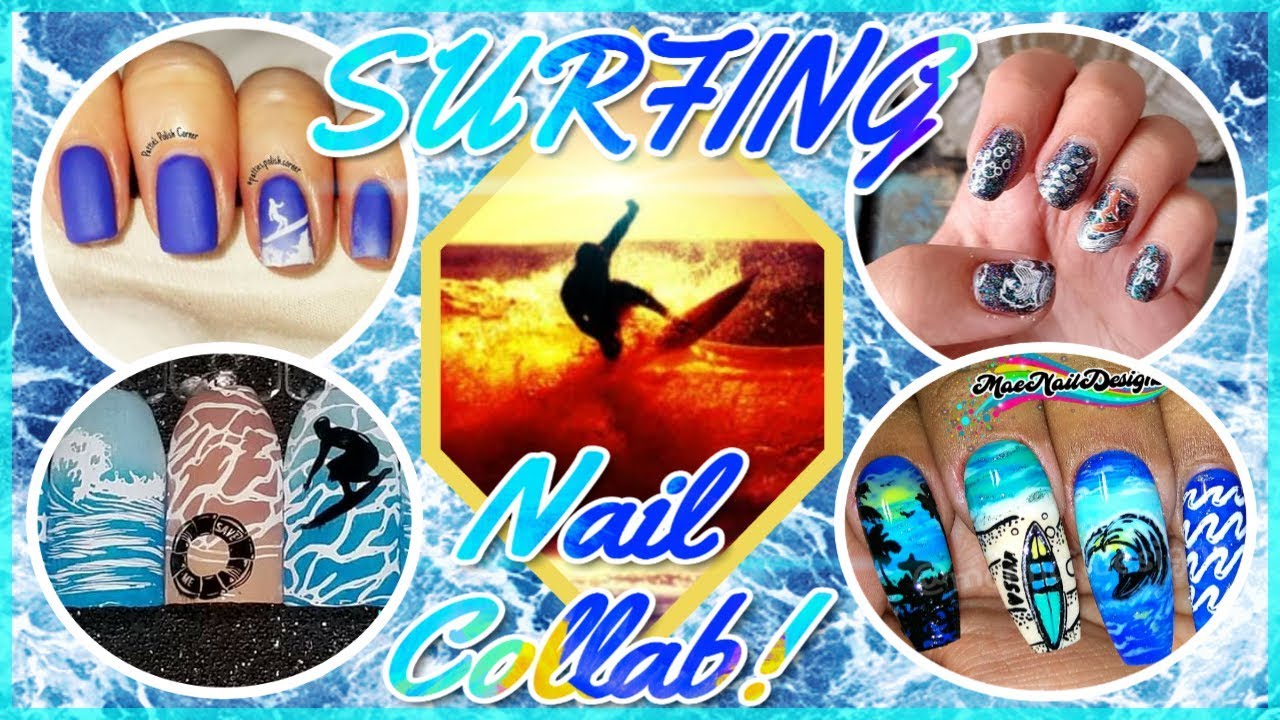 LONG COFFIN NAILS: SURFING Collab | #StampingNails | #MAENAILDESIGNS ...