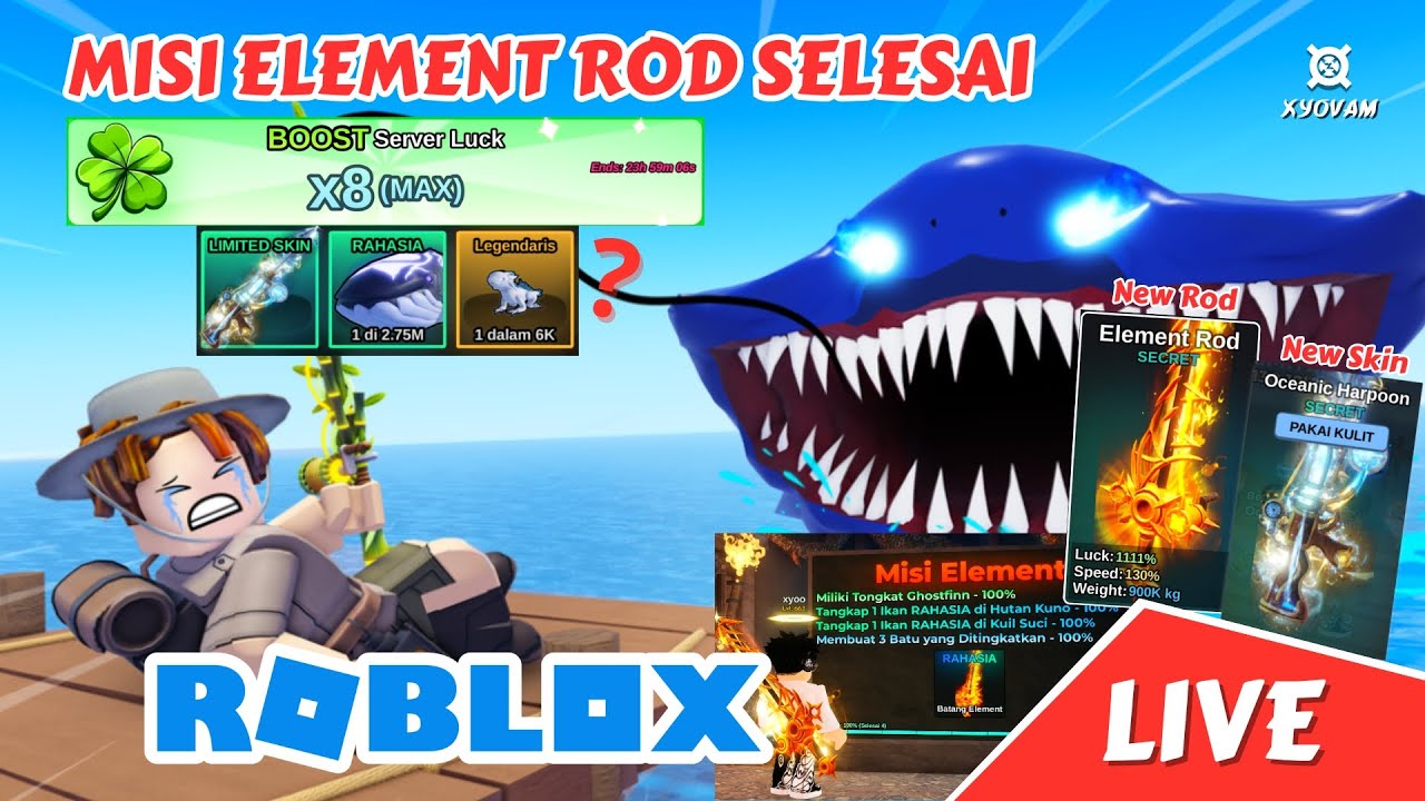🔴 MABAR BERBURU SECREAT DI FISH IT!! BOOST SERVER LUCK X8 MAX 24 JAM ...
