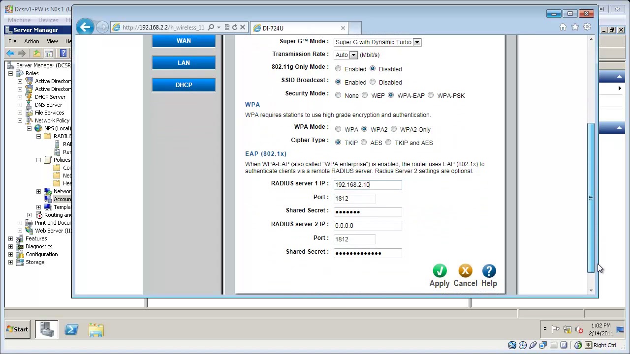 Use WPA EAP WPA Enterprise WPA2 EAP WPA2 Enterprise with Windows Server ...