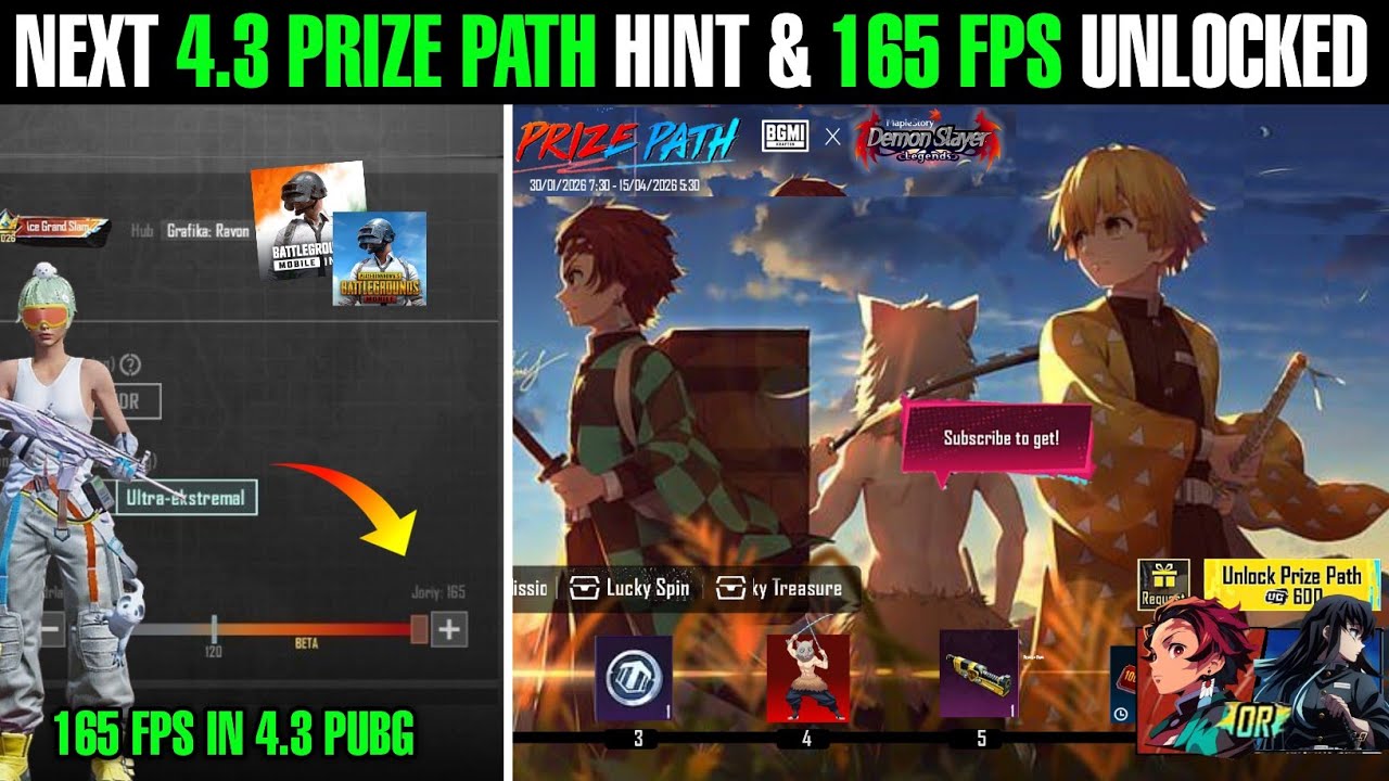 Next 4.3 Prize Path Pubg & Bgmi | 4.3 Update 165 FPS Unlock - YouTube