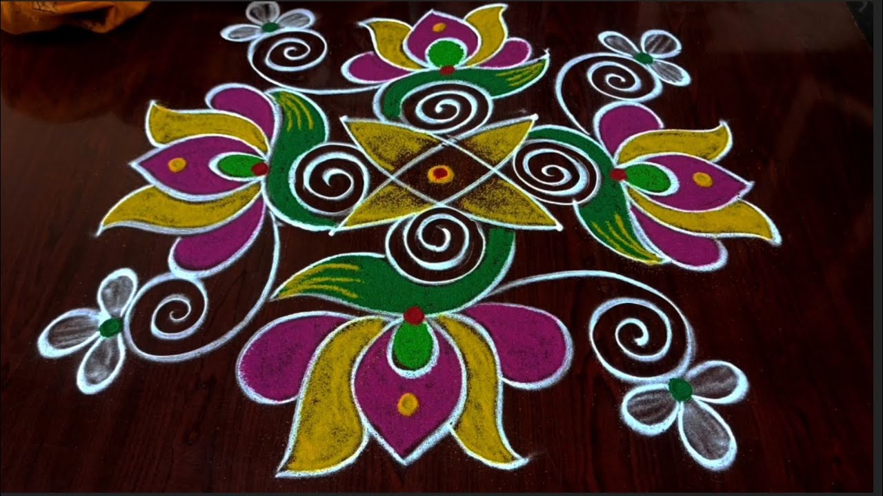 2 simple festival rangoli design 🌺 Friday rangoli 🌹 beautiful rangoli ...