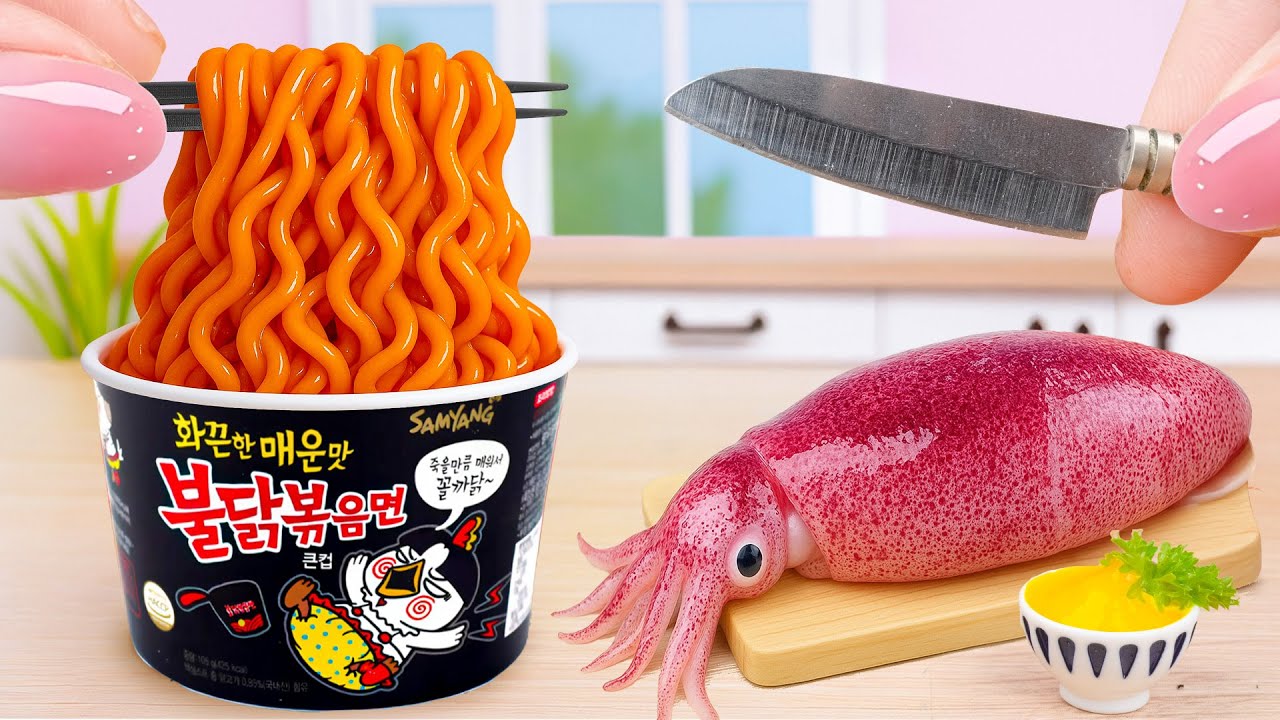 Diy Miniature | How To Cook Miniature Squid with Meat and Egg - YouTube