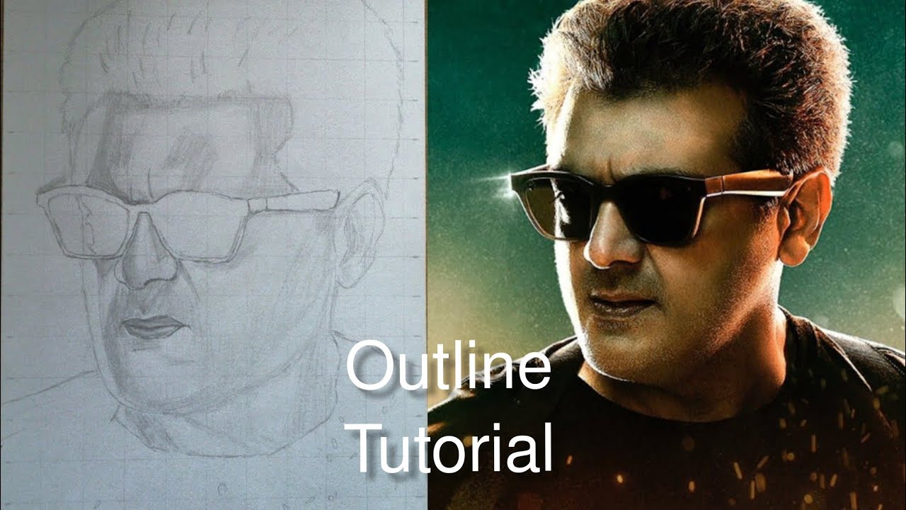 How To Draw Ajith Outline [🔥 VALIMAI FIRSTLOOK 🔥 ] | Step - By - Step ...