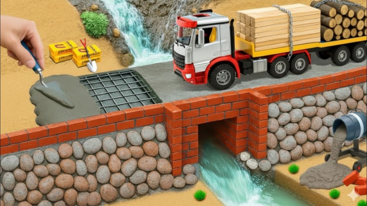 DIY Chamber Mini Dam & Bridge Making | Amazing Water Pipe & Brick ...