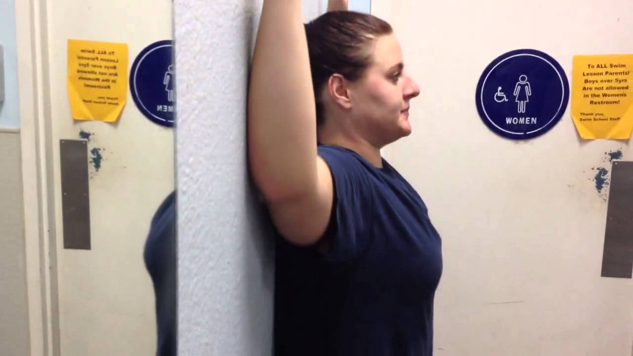 Shoulder rotations with back against wall - YouTube