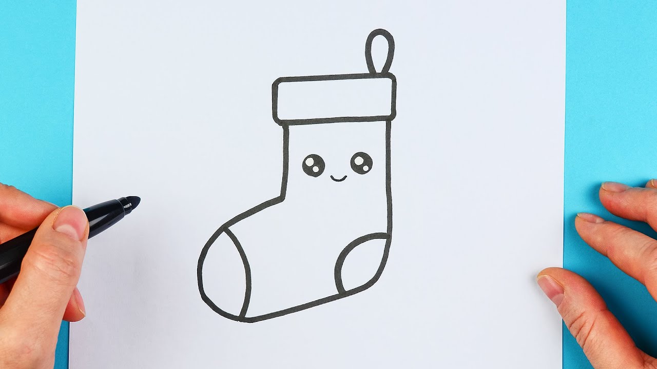 How to draw a christmas sock | Drawing and coloring christmas sock ...