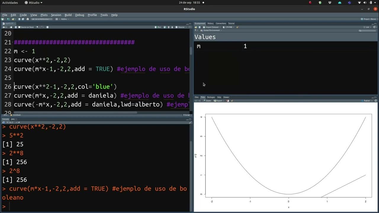 02 Programación básica usando R y RStudio. Ejemplo de uso de variables booleanas como argumentos ...