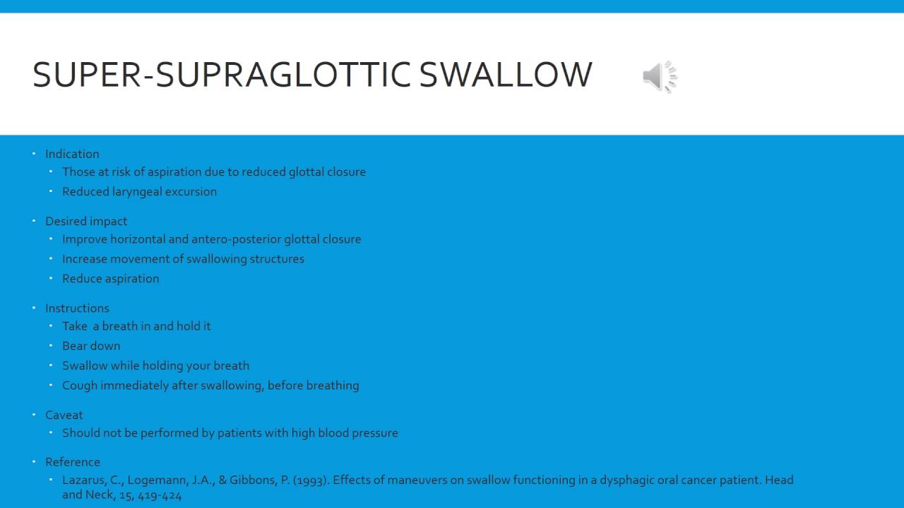 How to carry out the super-supraglottic swallow - YouTube