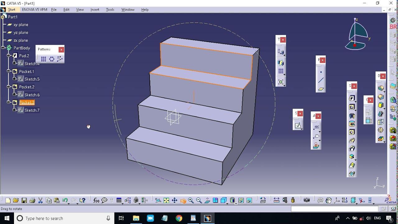 DSS CATIA TUTORIALS #4 || DESIGN OF STEPPED BLOCK IN CATIA - YouTube
