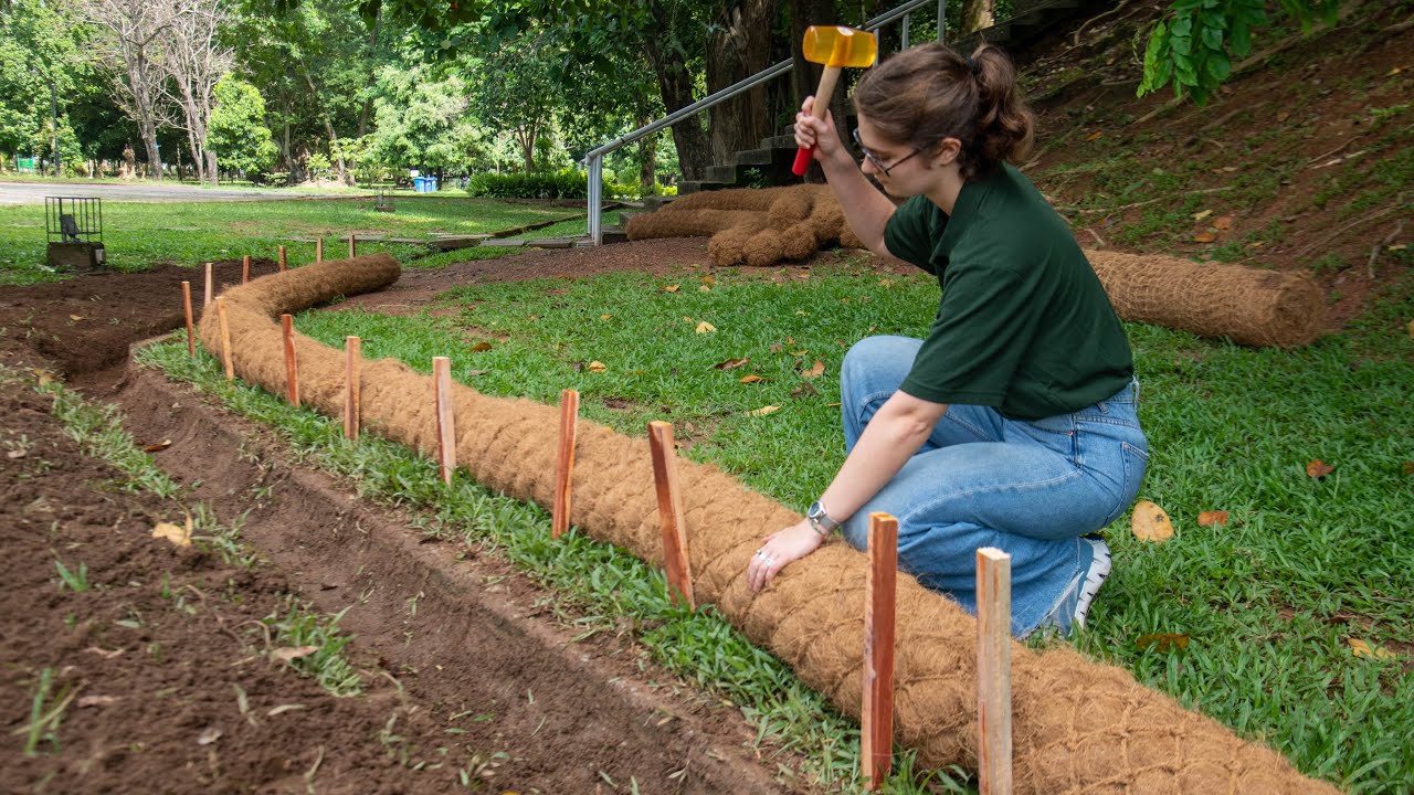 How to install Coir Logs to Control Sediment Flow - YouTube