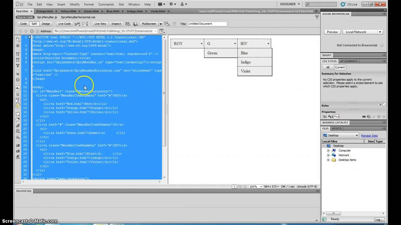 A17 - Spry Menu Bar - YouTube